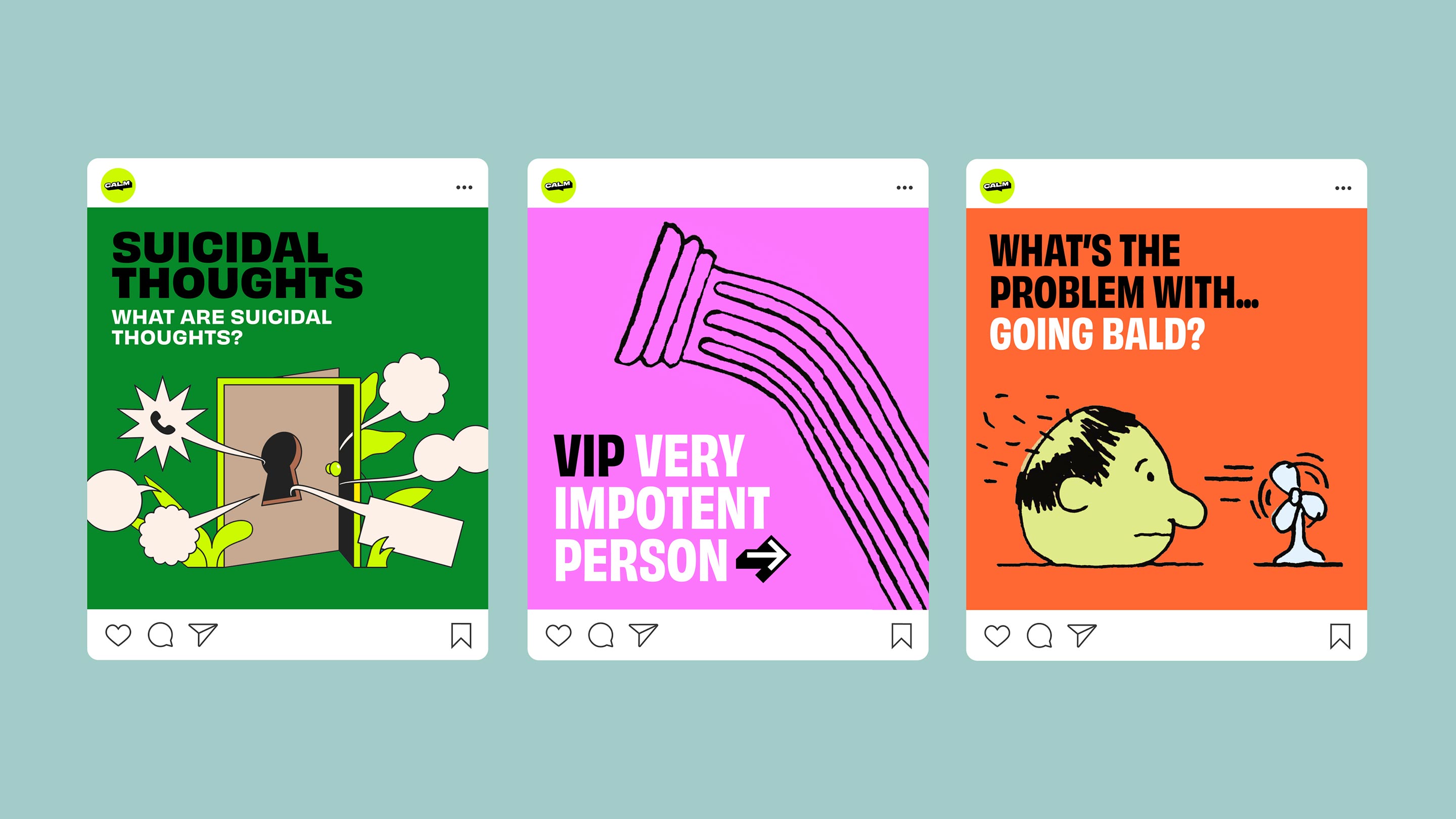 Campaign Against Living Miserably branding – Brand and website | Output